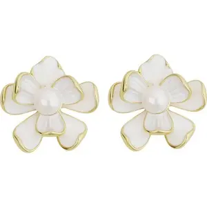 PANACEA Enamel And Freshwater Pearl Drop Earrings
