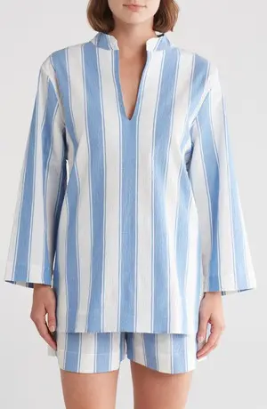 Desmond & Dempsey Feluka Stripe Stretch Cotton Short Pajamas