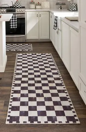 MACKENZIE-CHILDS Courtly Checkered Machine Washable Runner Rug