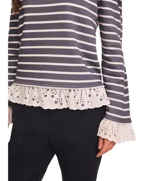 Mint Velvet Stripe Woven Mix Sweatshirt