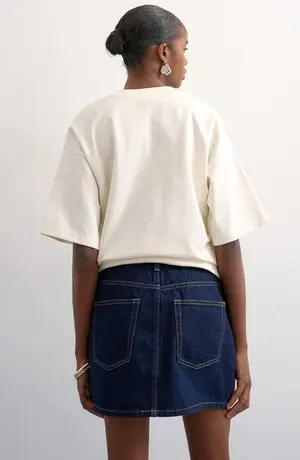 Topshop Plemet Cotton Denim Miniskirt - Mblue