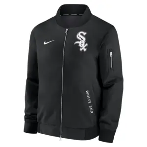 Nike Chicago White Sox Authentic Collection Dugout Mlb Full-zip Bomber Jacket - Black