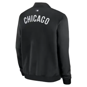 Nike Chicago White Sox Authentic Collection Dugout Mlb Full-zip Bomber Jacket - Black