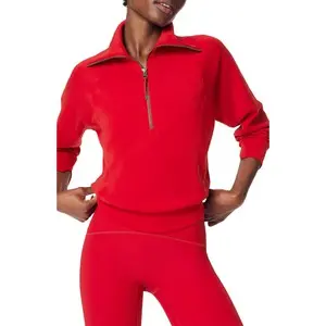 Spanx Airessentials Half Zip Sweatshirt - Spanx Red