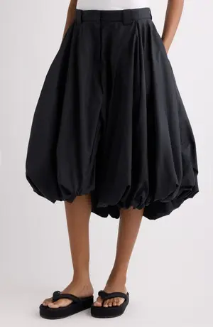 Balenciaga Gathered Technical Taffeta Balloon Shorts - Black