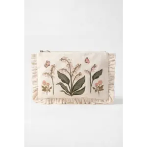 ELIZABETH SCARLETT Lily Of The Valley Frill Pouch - Cream