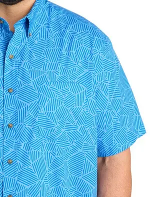 HARBOR BAY BY DXL Big & Tall Easy-care Striped Sport Shirt - Blue