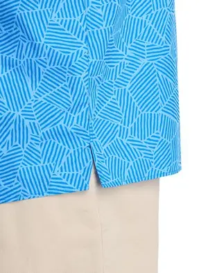 HARBOR BAY BY DXL Big & Tall Easy-care Striped Sport Shirt - Blue