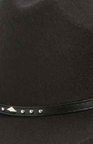 Tasha Studded Leather Band Cowboy Hat - Black