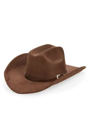 Tasha Studded Leather Band Cowboy Hat - Brown