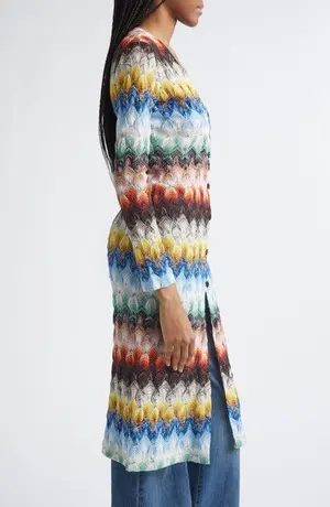 Missoni Metallic Zigzag Knit Duster Cardigan