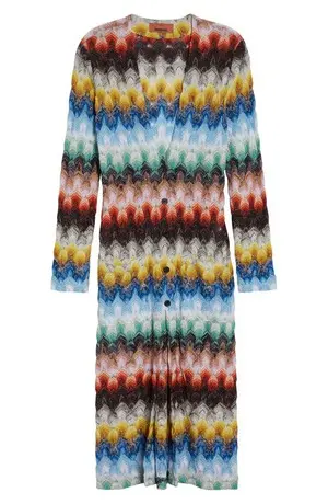 Missoni Metallic Zigzag Knit Duster Cardigan