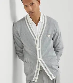 Brunello Cucinelli Cotton Crest Cardigan - Grey