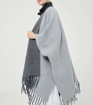 Brunello Cucinelli Wool-cashmere Reversible Poncho - Grey
