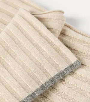 Brunello Cucinelli Cashmere Ribbed Scarf - Beige