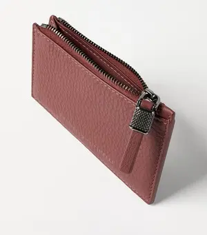 Brunello Cucinelli Leather Zipped Card Holder - Red