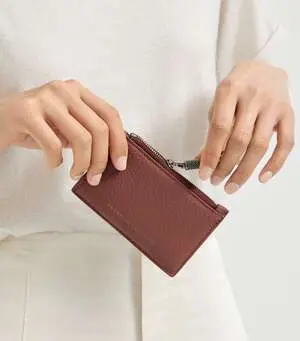 Brunello Cucinelli Leather Zipped Card Holder - Red