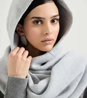 Brunello Cucinelli Wool-cashmere Hooded Scarf - Grey