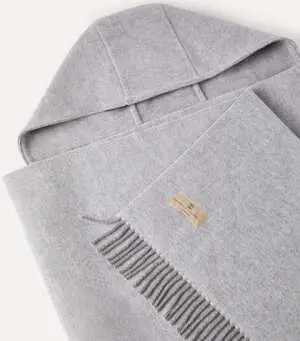 Brunello Cucinelli Wool-cashmere Hooded Scarf - Grey
