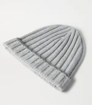 Brunello Cucinelli Cashmere Ribbed Beanie - Grey