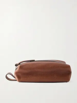 BLEU DE CHAUFFE Zazou Full-grain Leather Wash Bag - Brown