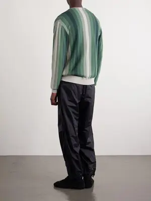 BEAMS Striped Cotton Cardigan - Green