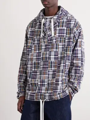 BEAMS Patchwork Checked Cotton Jacket