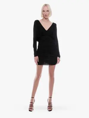 Saint Laurent Cupro Draped Dress - Black