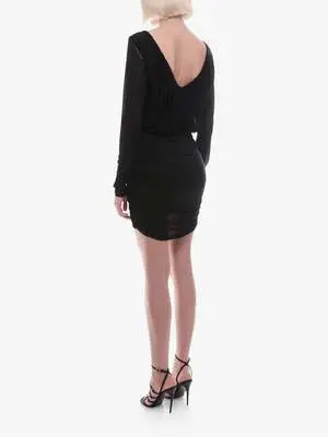 Saint Laurent Cupro Draped Dress - Black