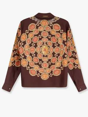 Versace Printed Silk Shirt - Brown