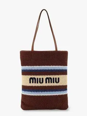 Miu Miu Knitted Shopping Bag With Embroidered Logo