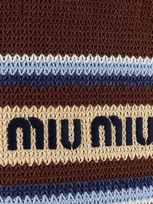 Miu Miu Knitted Shopping Bag With Embroidered Logo