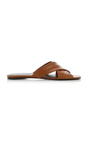 Khaite Liria Leather Flat Sandals - Brown
