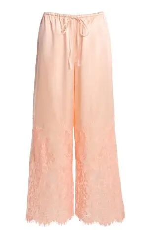 THIRD FORM Adore Lace-trimmed Silk-blend Wide-leg Pants - Pink
