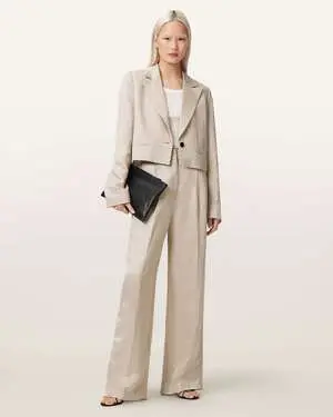 ALLSAINTS Helena Tailored Wide Leg Linen Blend Pants