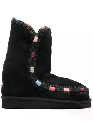 Mou 24 Logo-patch Sheepskin Shearling Boots - Black