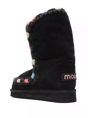 Mou 24 Logo-patch Sheepskin Shearling Boots - Black