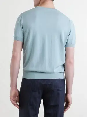 Canali Knitted Cotton T-shirt - Blue