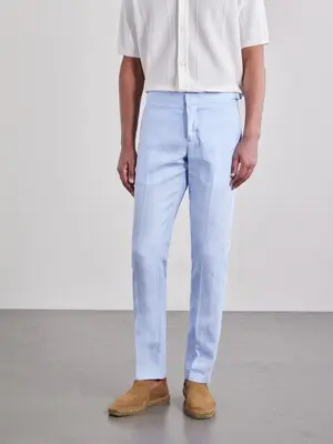 Orlebar Brown Griffon Straight-leg Linen Trousers - Blue