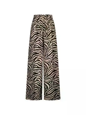 PARAMIDONNA Zebra Print Linen Beach Trousers