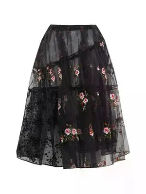 Simone Rocha Floral Embroidered Skirt