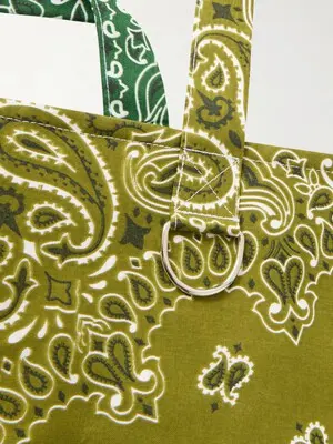 CALL IT BY YOUR NAME Maxi Basket Printed Cotton Tote Bag - Green