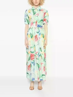 LAVI COUTURE Floral-print Pleated Maxi Dress