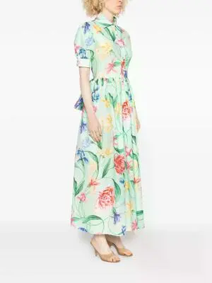 LAVI COUTURE Floral-print Pleated Maxi Dress