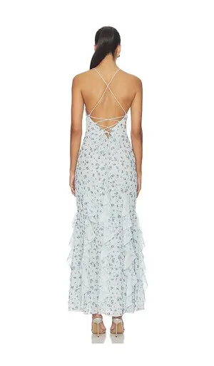 For Love & Lemons Elea Beaded Maxi Dress - Blue