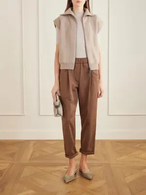 Brunello Cucinelli Ribbed-knit T-shirt - Neutrals