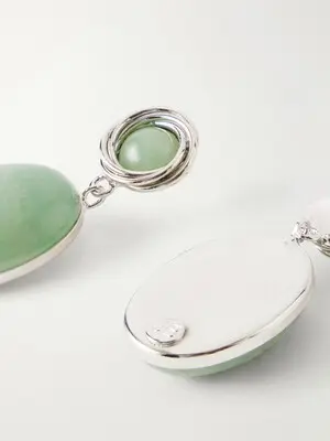 JENNIFER BEHR Ruthie Silver-tone Aventurine Drop Earrings - Green