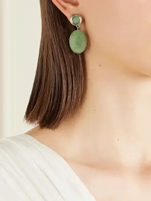 JENNIFER BEHR Ruthie Silver-tone Aventurine Drop Earrings - Green