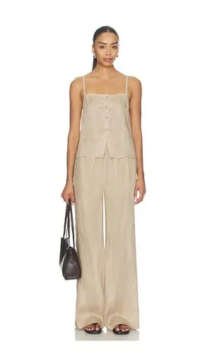 FRAME Linen Button Cami - Flax