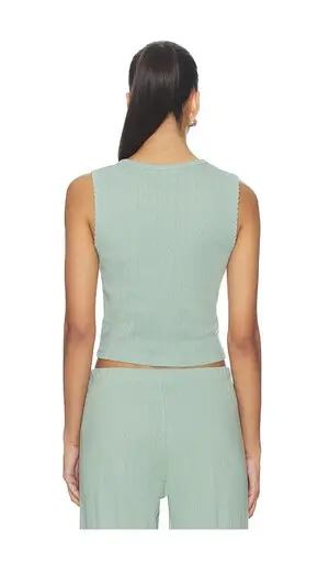 LESET Pointelle Sleeveless Crew - Eucalyptus